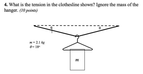 Solved 4 What Is The Tension In The Clothesline Shown