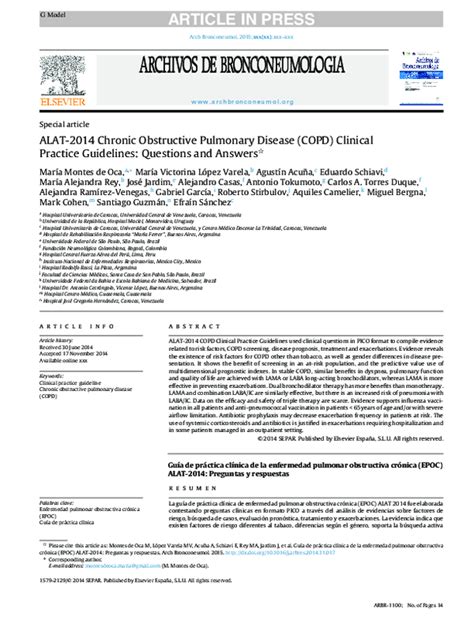 Pdf Alat 2014 Chronic Obstructive Pulmonary Disease Copd Clinical Practice Guidelines