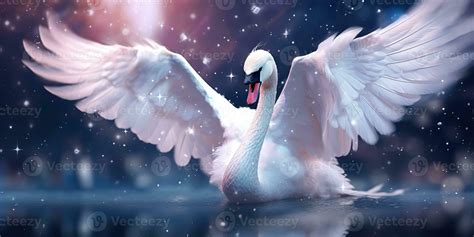 Ai Generated Ai Generative Winter Snow Ice Cold Swan Bird Elegance