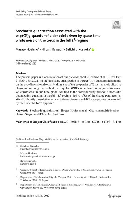 Pdf Stochastic Quantization Associated With The ExpΦ2 Quantum Field