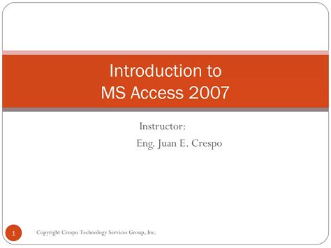 Training Ms Access 2007 Ppt