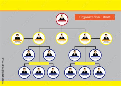 Organization Chart Infographics With People Icon And Abstract Line Business Structure