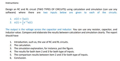 Instructions Design An RC And RL Circuit TWO TYPES Chegg Com