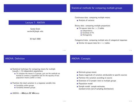 Lecture On Analysis Of Variances Anovapptx Lecture On Analysis Of Variances Anovapptx