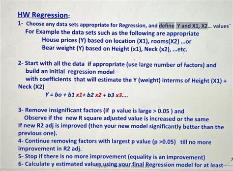 Solved HW Regression 1 Choose Any Data Sets Appropriate Chegg