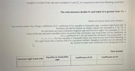 Imagine A Model Of Two Decision Variables X1 And X2