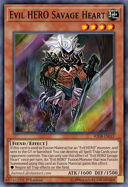 Evil Hero Savage Heart By Batmed On Deviantart Custom Yugioh Cards