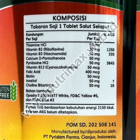 Nutrimax B Complex Vitamin Lengkap Untuk Kesehatan Saraf Dan Tubuh