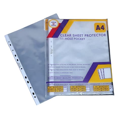 Dt105 Sheet Protector Durable Pp Material A4 Size Rectangular Shape