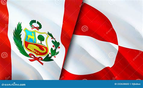 Vlaggen Van Peru En Groenland 3d Golvende Vlag Speelpapier Onder De