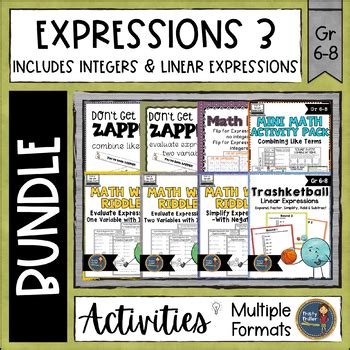 Expressions 3 Bundle With One And Two Variables Integers And Linear