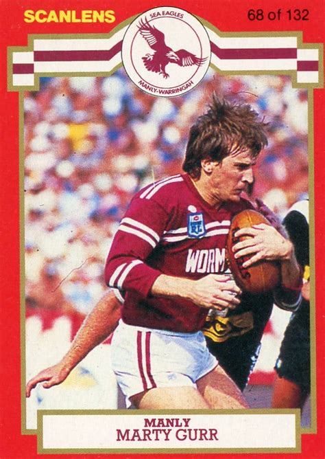 1986 Scanlens Common Card Base 068 Marty Gurr Manly Sea Eagles Gold