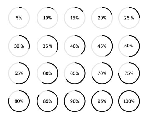 Premium Vector Loading Circles Black Pie Charts From 5 To 100