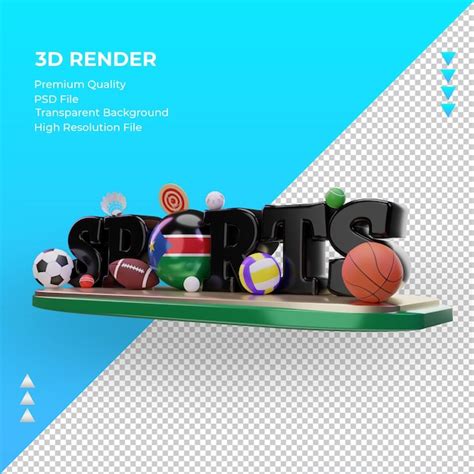 Premium PSD 3d Sports Day South Sudan Flag Rendering Right View