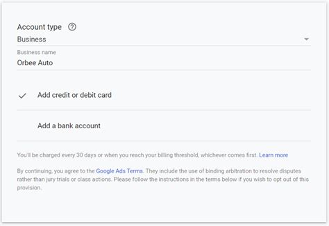 Setting Up A Payment Method For Google Ads