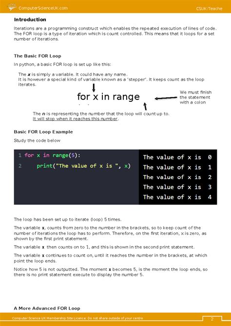 Csuk Teachers Guide To Iteration In Python For Loops Explained
