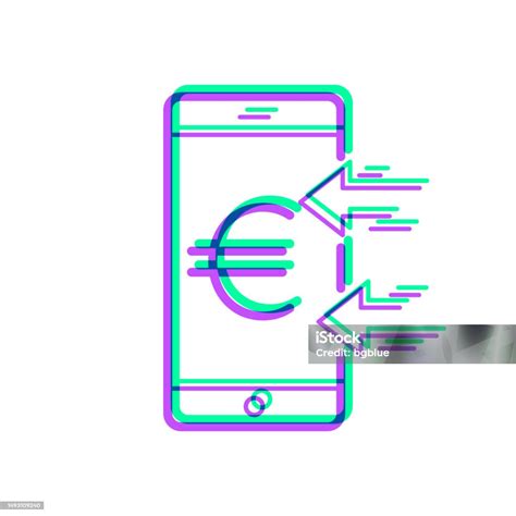 스마트 폰으로 유로를 수신합니다 흰색 배경에 두 가지 색상이 오버레이된 아이콘 Brand Name Mobile Payment에