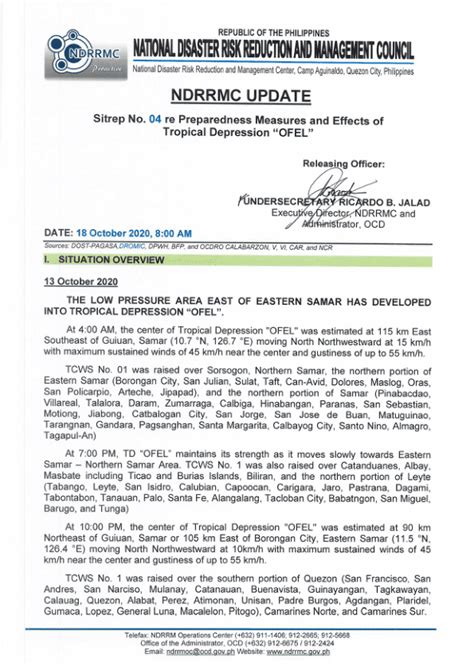 Ndrrmc Update Sitrep No 04 Re Preparedness Measures For Tropical