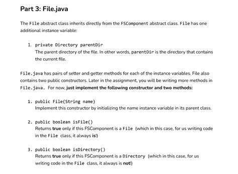 Solved Part File Java The File Abstract Class Inherits Chegg