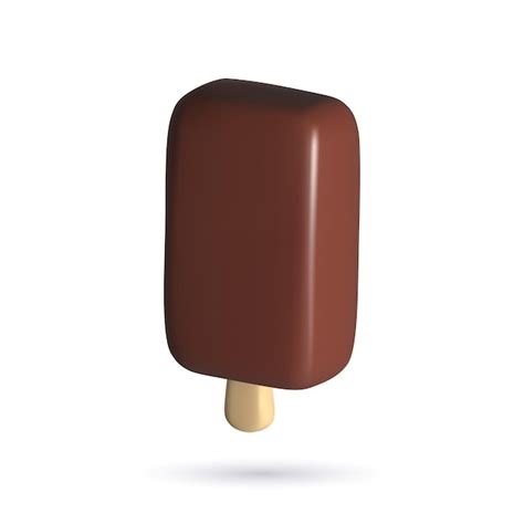 Premium Vector 3d Chococlate Ice Cream With Nuts On Wooden Stick Icon