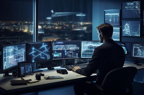 Premium Photo A Security Guard Monitoring Live Surveillance Generative Ai