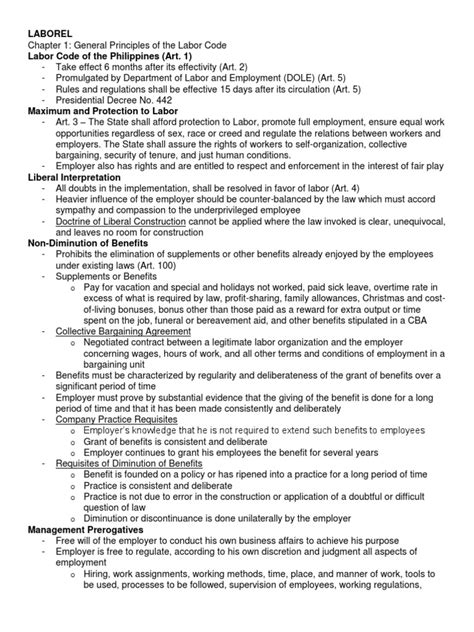 Laborel Labor Code Of The Philippines Art 1 Pdf United States