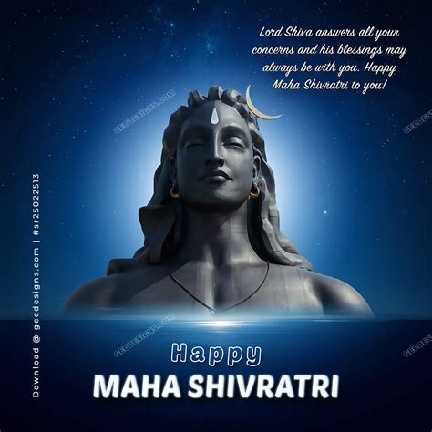 Happy Maha Shivratri Wishes Image Adiyogi On A Blue Gradient