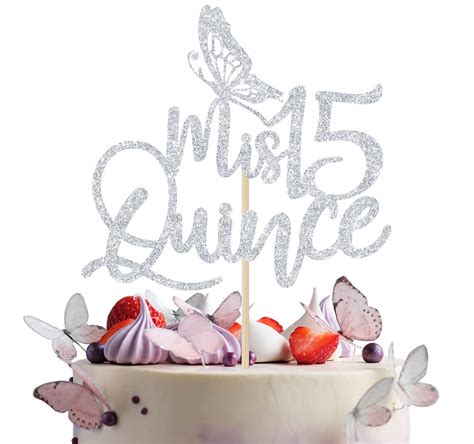 Buy Silver Glitter Mis Quince Cake Topper Mis Quince Años Decorations