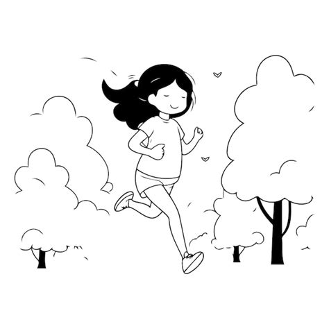 Premium Vector Girl Running In The Park In A Flat Style