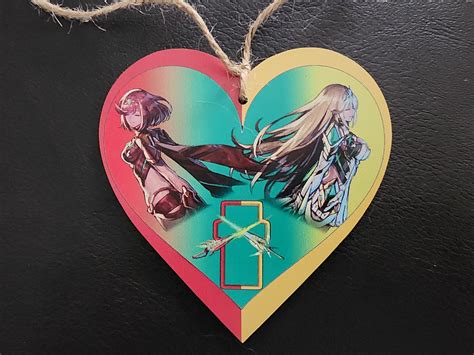 Pyra And Mythra Xenoblade Chronicles 2 Heart Shaped Wall Art Ornament For Christmas Trees Or