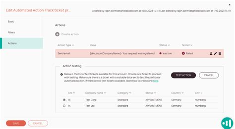 Automated Actions Fieldcode Manual