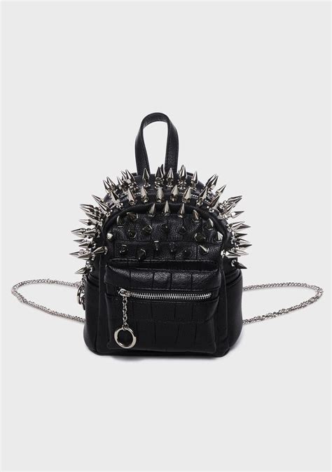 Dolls Kill X Nastygem Spiked Mini Backpack Black Silver