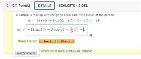 Solved Points Details Scalcet A Particle Chegg