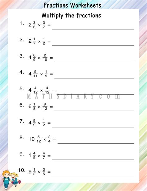 Multiplying Mixed Fractions By Proper Fractions Worksheets Math Worksheets