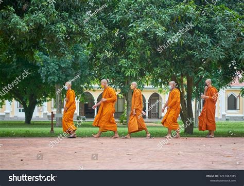 Buddhist Monks Walking Over 16621 Royalty Free Licensable Stock