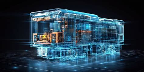 3d Holographic Model Of An Advanced Transportation Vehicle Showcasing Engineering And