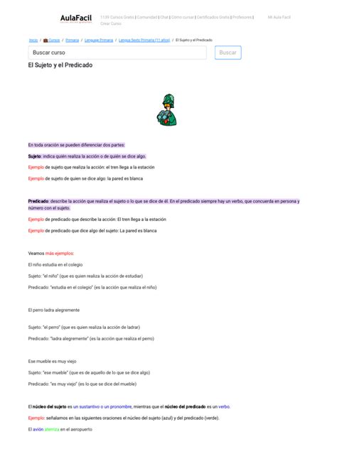 El Sujeto Y El Predicado Lengua Sexto Primaria 11 Años Descargar