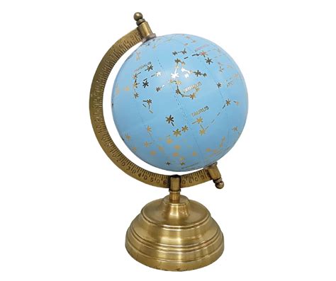 Real Living Blue And Gold Constellation Desktop Globe With Metal Base