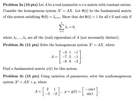 Solved Problem 3a 10 Pts Let A Be A Real Symmetric Nxn