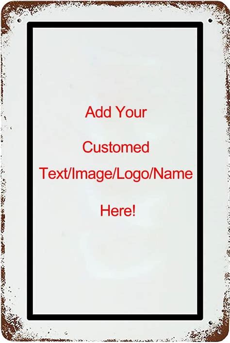 Aaberic Custom Tin Sign With Your Own Image Logo Text Personalized Tin Sign Vintage Style Retro