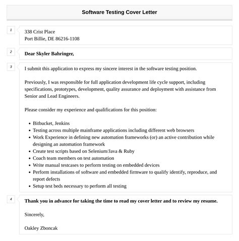 Software Testing Cover Letter Velvet Jobs