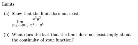 solved limits a show that the limit does not exist ry