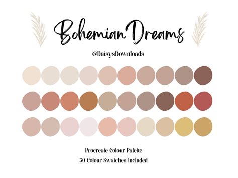 Bohemian Dreams Procreate Colour Palette Procreate Color Palette IPad Procreate Swatches