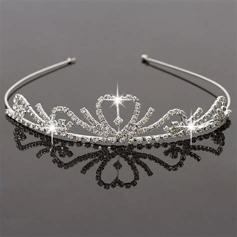 Girls Rhinestone Princess Crown Headband Wedding Tiara Hair Sticks Girl