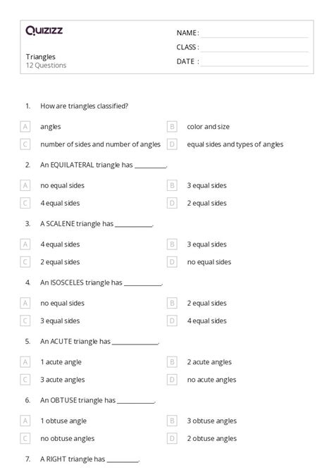 50 Triangles Worksheets For 4th Grade On Quizizz Free And Printable