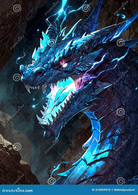 Electric Dragon A Majestic Dragon With Electric Energy Coursing