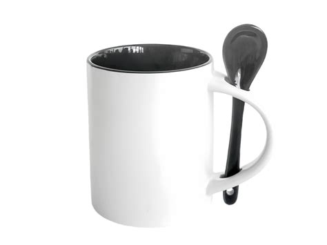 Sublimation 11oz Two Tone Spoon Mug Black Aaa Quality