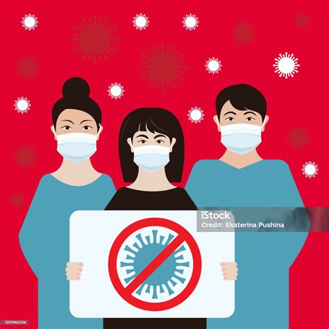 중국에서 코로나 바이러스 소설 코로나 바이러스 2019ncov 정지 표지판이있는 흰색 의료 얼굴 마스크를 입은 사람들 코로나