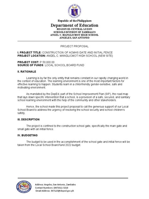 Project Proposal Main Gate And Initial Fence Pdf