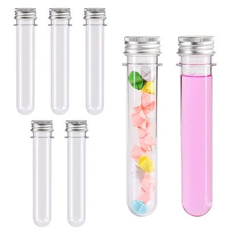 Amazon 試験管 プラスチック 容器【5本セット】透明 密閉 蓋付き 45ml 瓶 プラスチック 試験管 実験セット キャップ付き